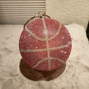 Bags | New Large Pink Silver Basketball Rhinestone Crystal Sparkly ...